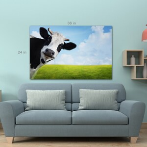 Peeking Round Corner Cow Canvas Wall Art Picture Print - Etsy UK