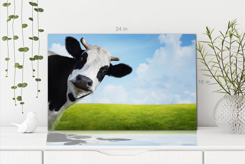 Peeking Round Corner Cow Canvas Wall Art Picture Print - Etsy UK