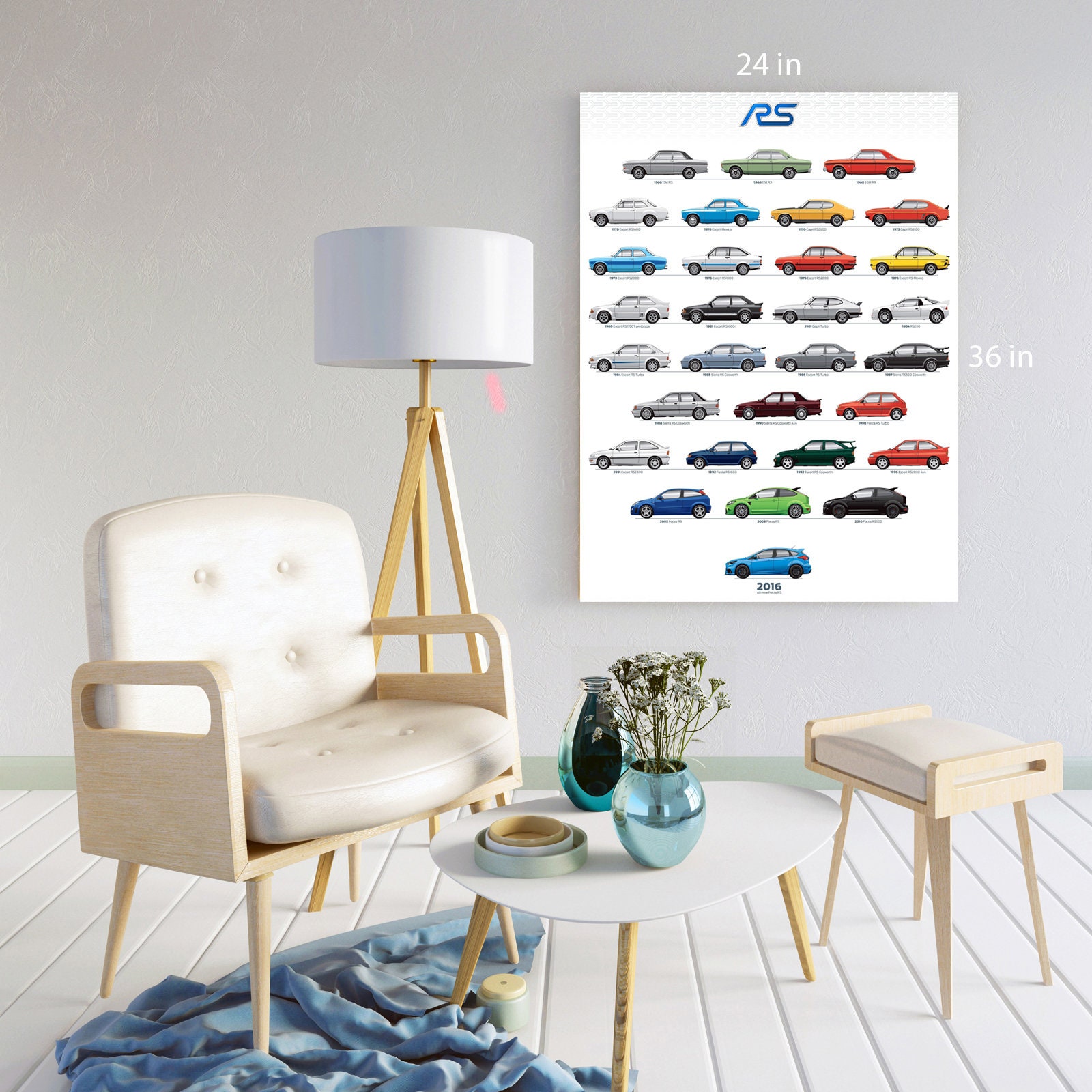 Ford Escort Focus RS ST Evolution Timeline Wall Art Picture Print - Etsy UK