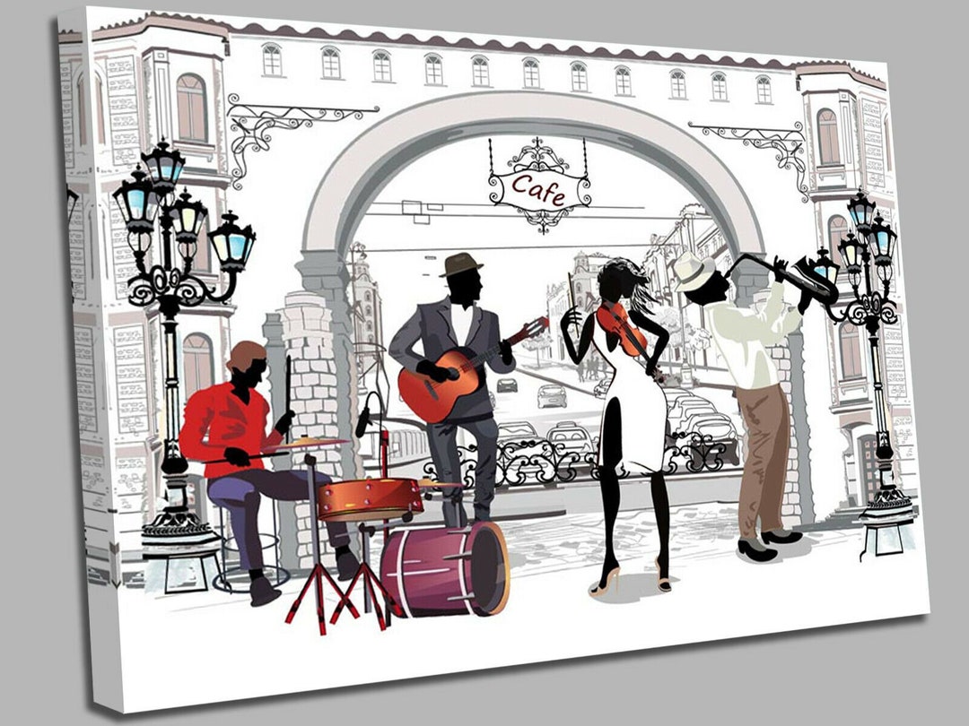 Jazz Band Red Orange Canvas Wall Art Picture Print - Etsy UK