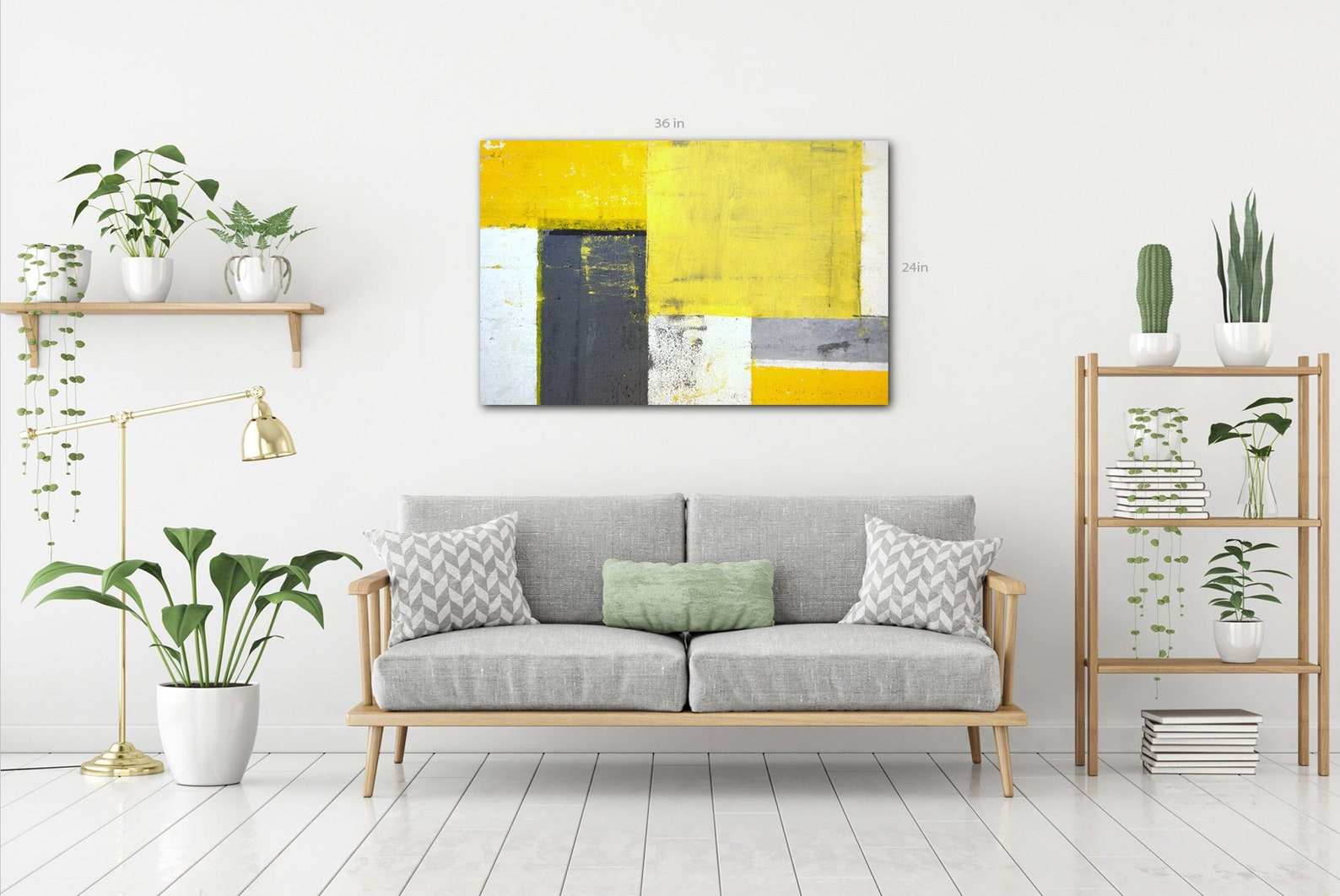 Abstract Modern Yellow & Grey Painting Canvas Wall Art Picture - Etsy UK