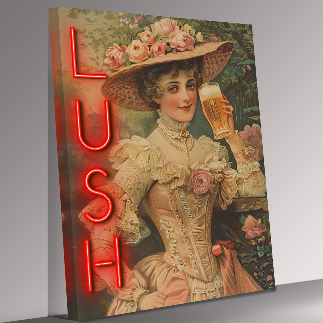 Funny Lush Drinking Lady Canvas Print Wall Art Ready to Hang Stretched ...