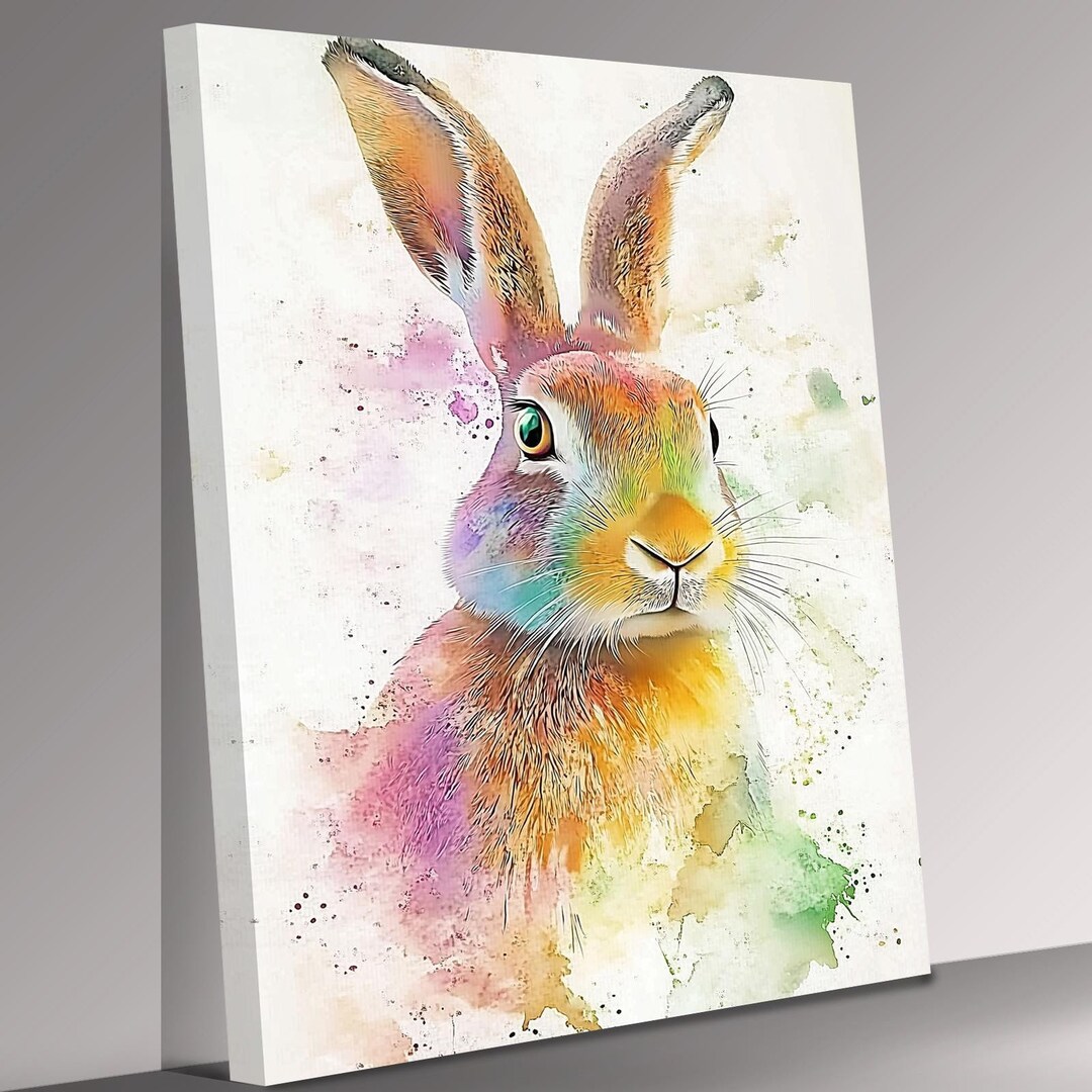 Hare Watercolour Pastel Colours Canvas Print Wall Art Canvas Wall Art ...