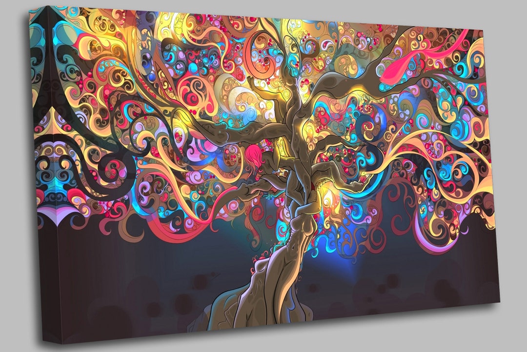 Psychedelic Trippy Art Tree Canvas Wall Art Picture Print - Etsy