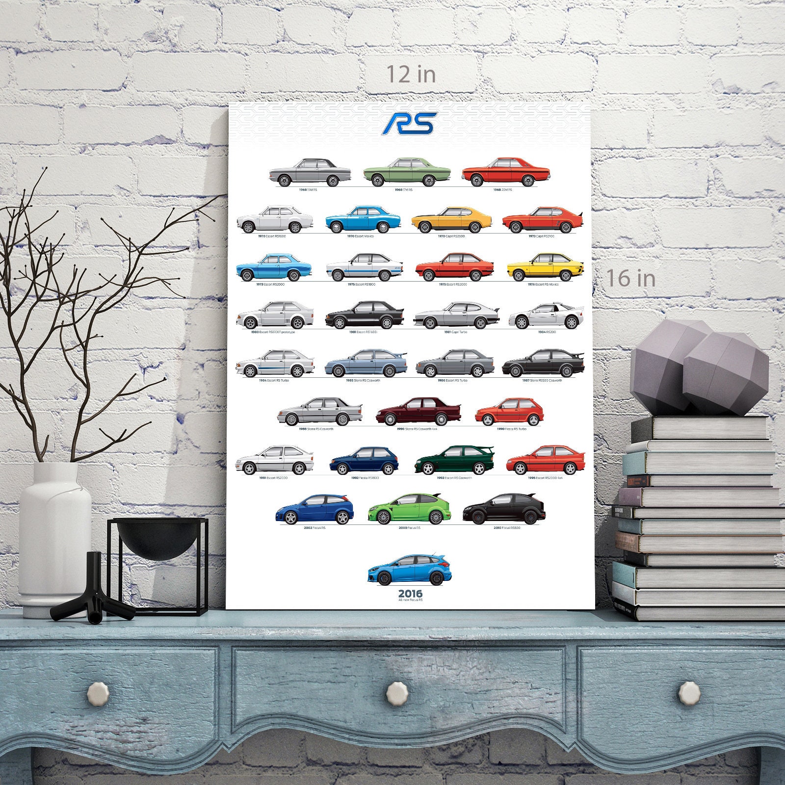 Ford Escort Focus RS ST Evolution Timeline Wall Art Picture Print - Etsy UK