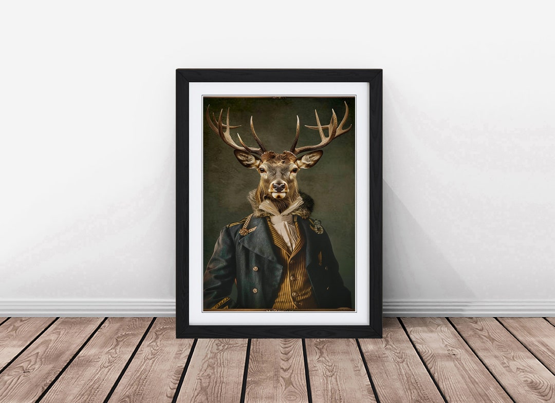 Stag Vintage Portrait, Animal Head Human Body, Victorian Style Animal ...