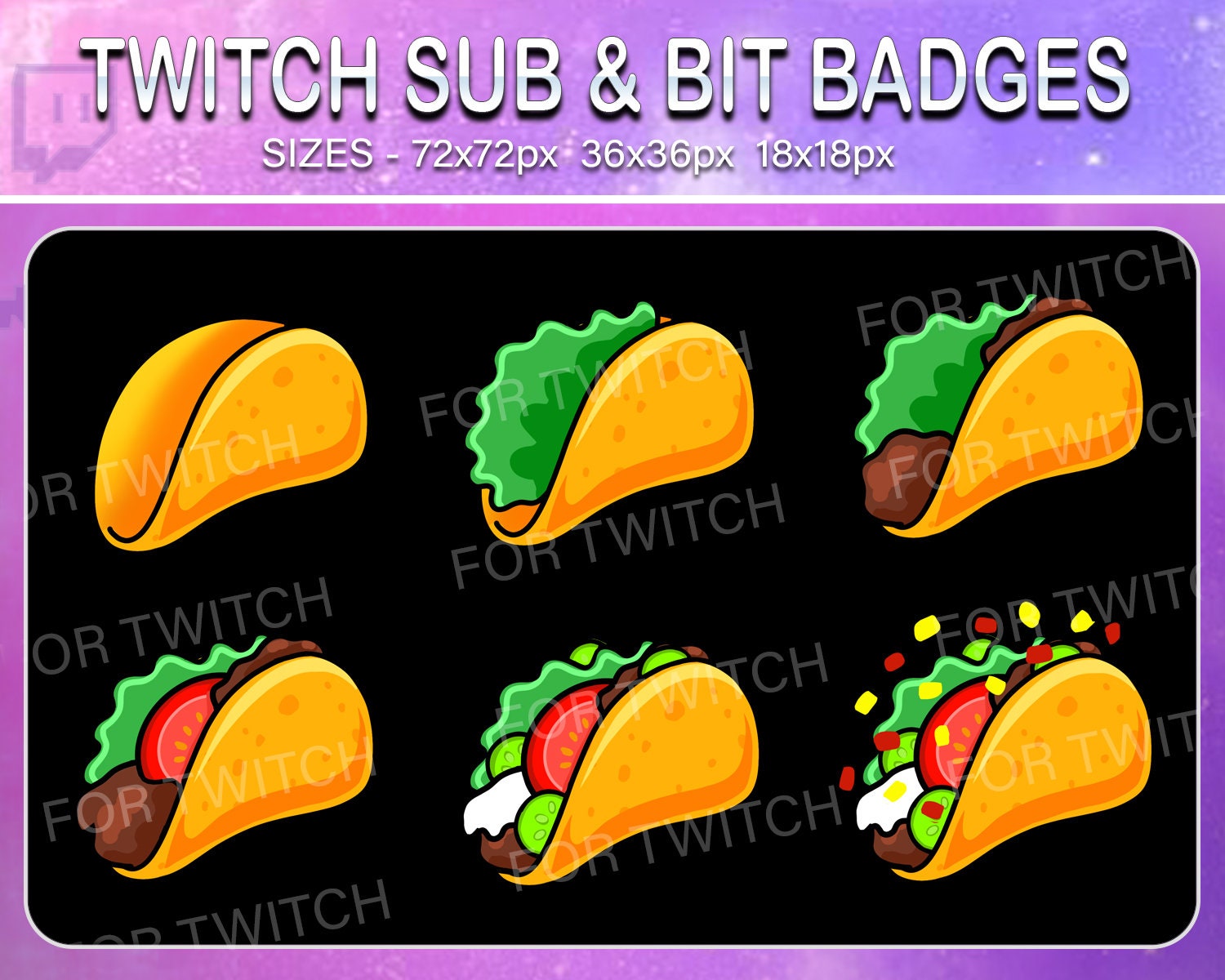 Art & Collectibles Digital Taco Badges Stream Taco Emote Twitch Emote ...