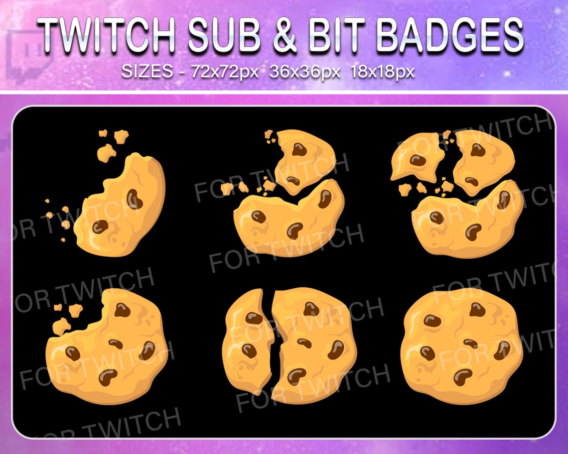 Cookies Twitch Sub Badges Subscribers Sub Bit Loyalty Badges - Etsy