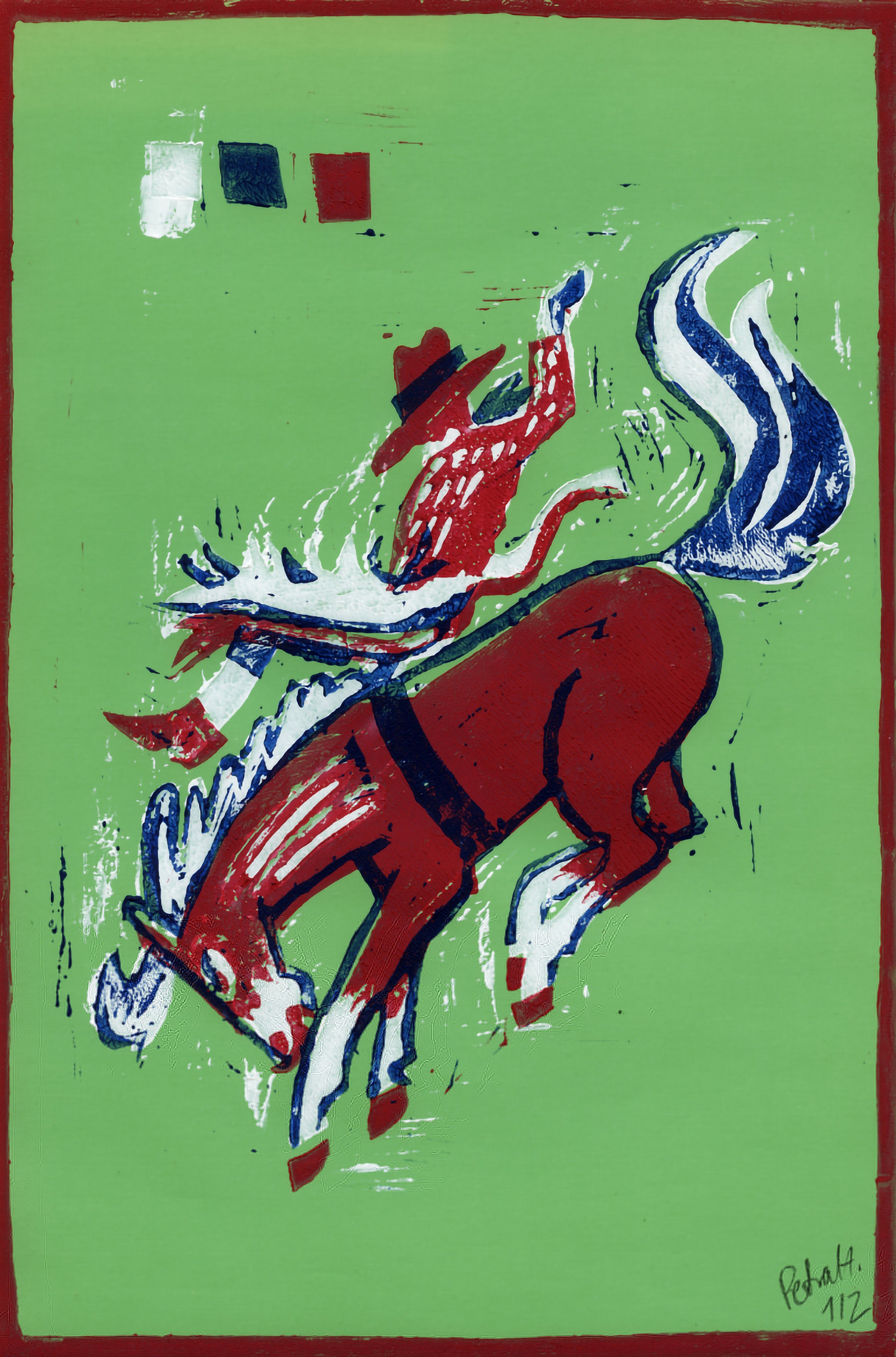 Stampa Linocut Rodeo Cowboy 3color - Etsy Italia