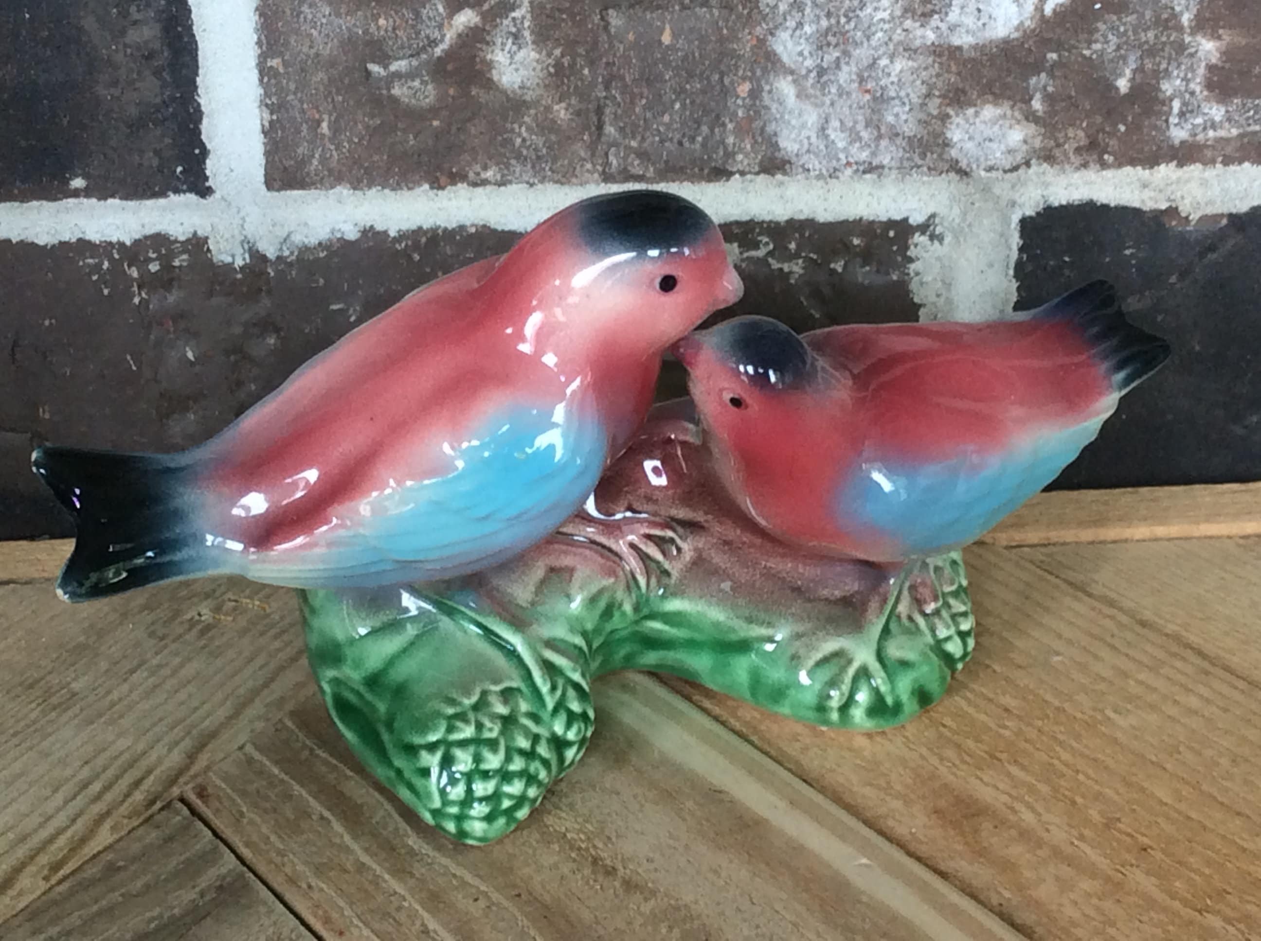 Ceramic Bird Set on Nest of Green Planter - Etsy