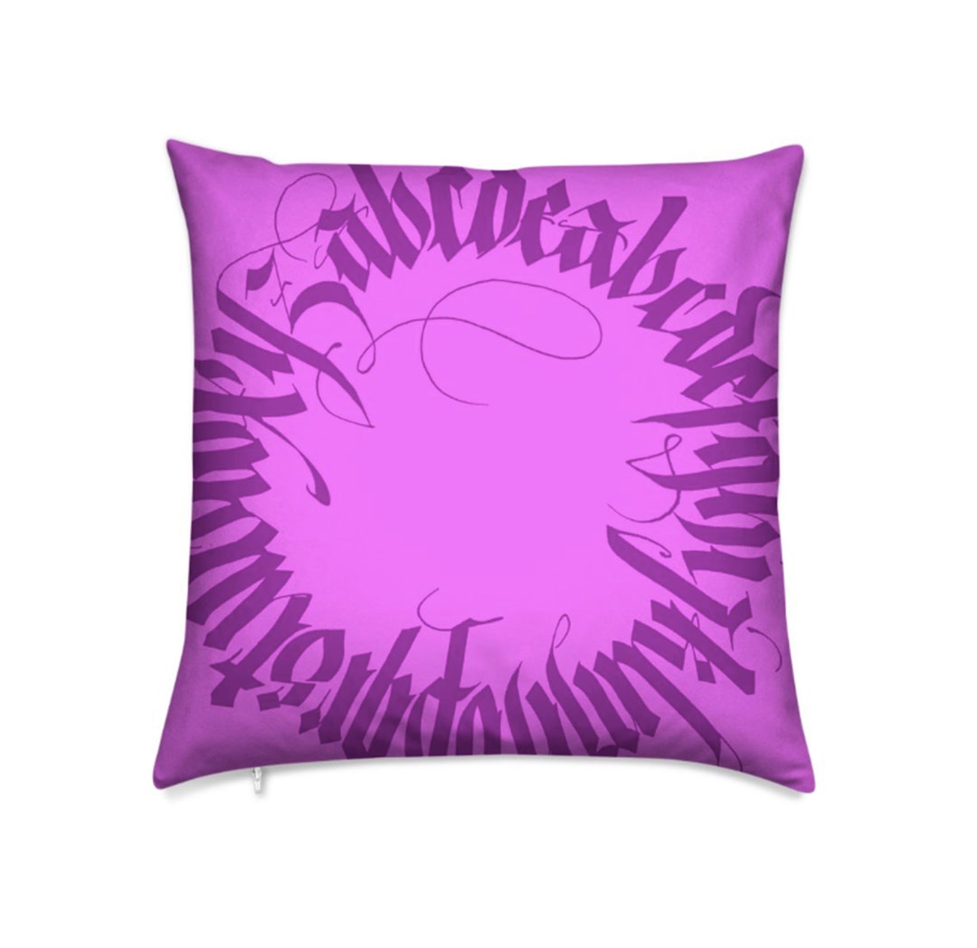 Cuscino Pink Alphabet Calligraphy Cushion Pillow Hand - Etsy