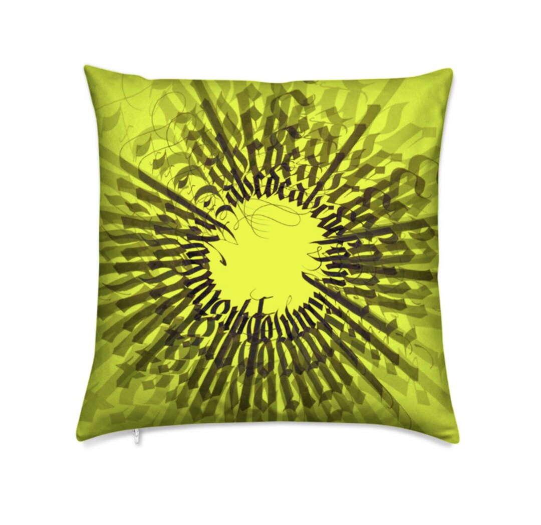 Velvet Letter Pillow Flash Alphabet Calligraphy Cushion Yellow Hand ...