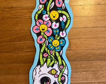 CRACKED SMILE acrylic painting 5x5 on Wood Block unframed psychedelic ...