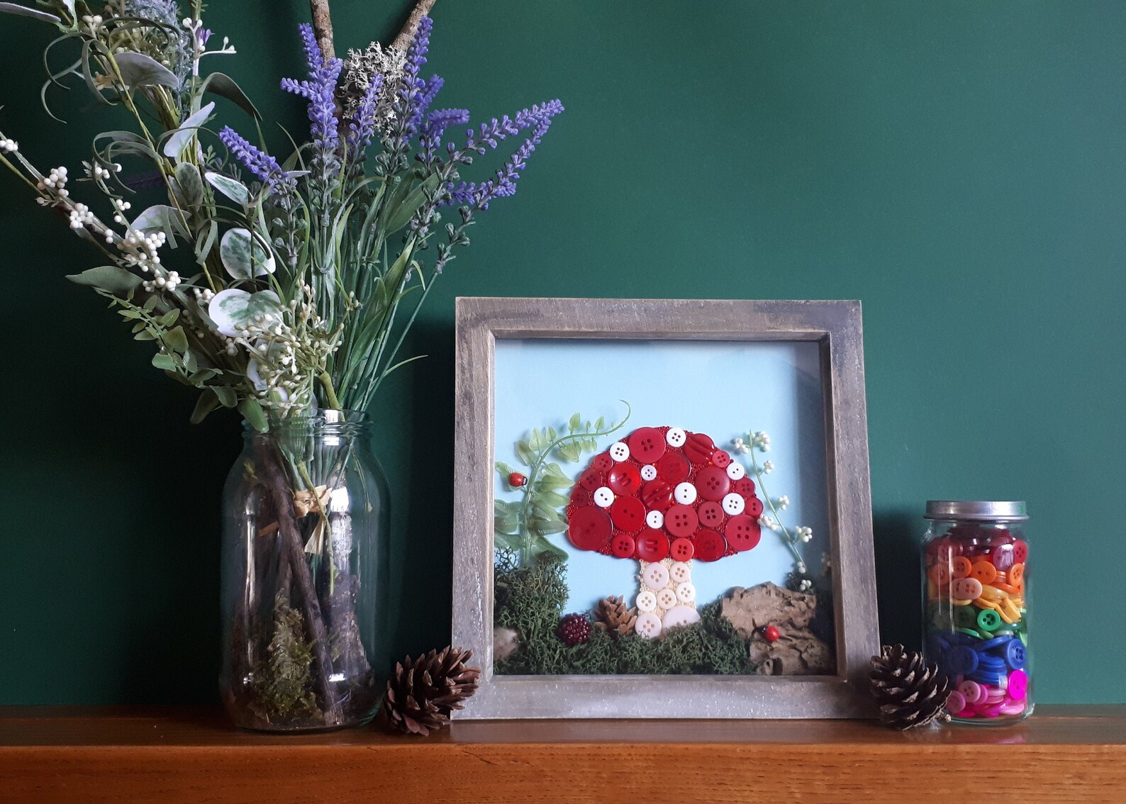 Toadstool Button Art Framed Picture - Etsy UK
