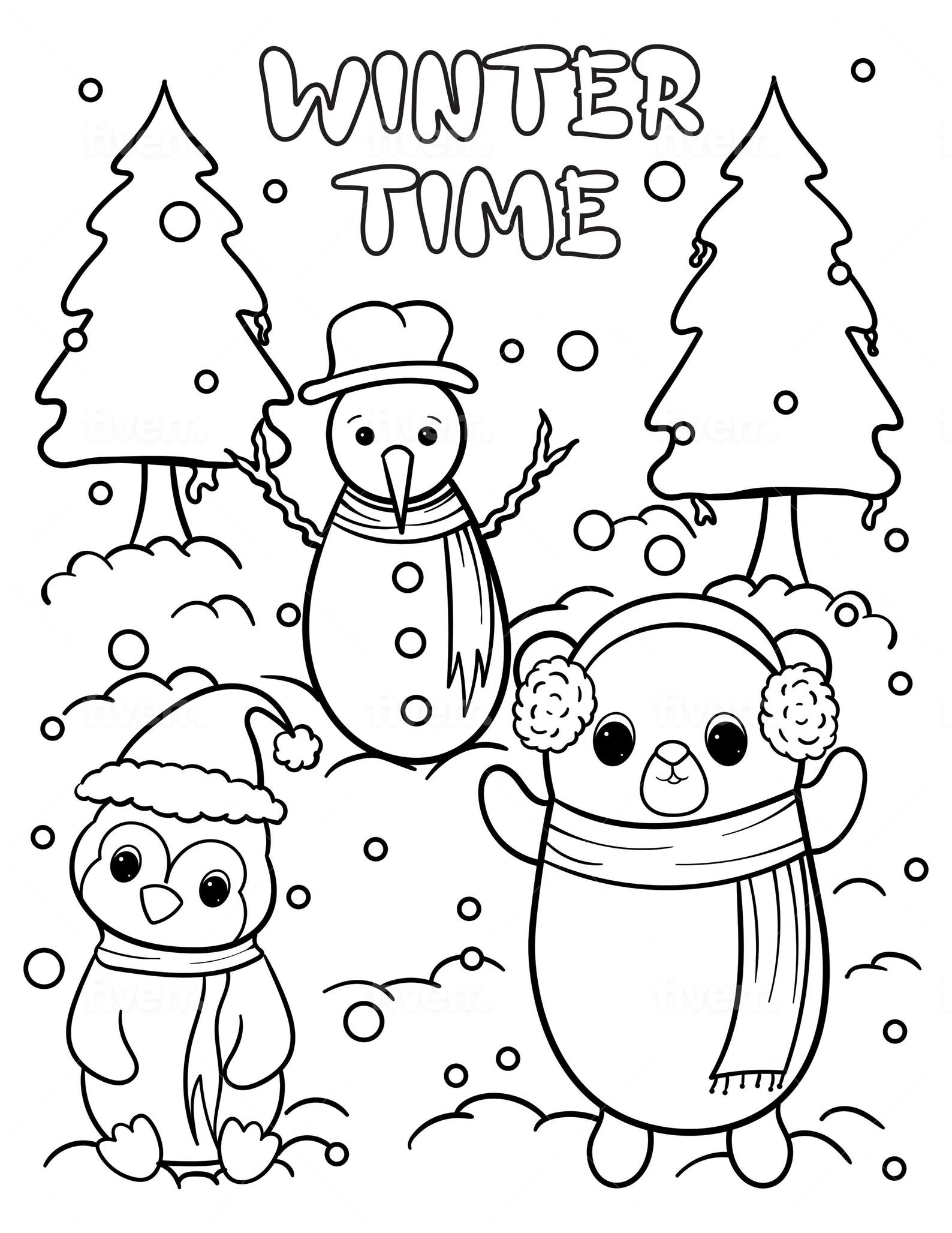 Winter Season Coloring Sheet - Etsy