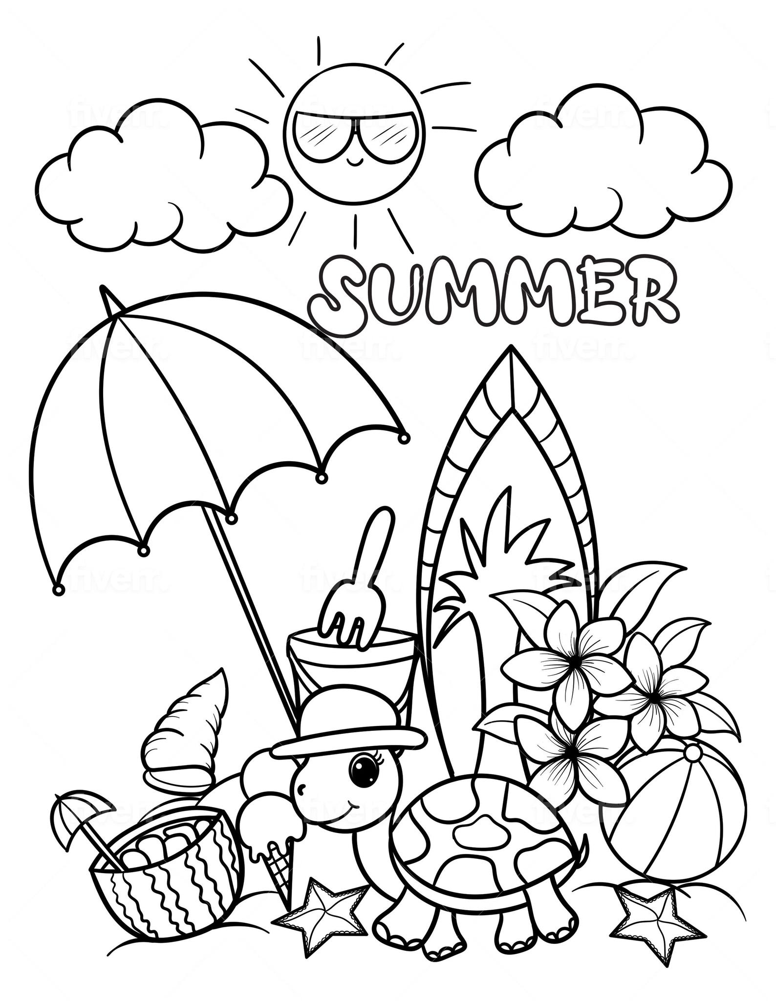 Summer Season Coloring Sheet - Etsy