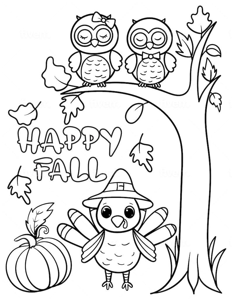 Fall Season Coloring Sheet - Etsy