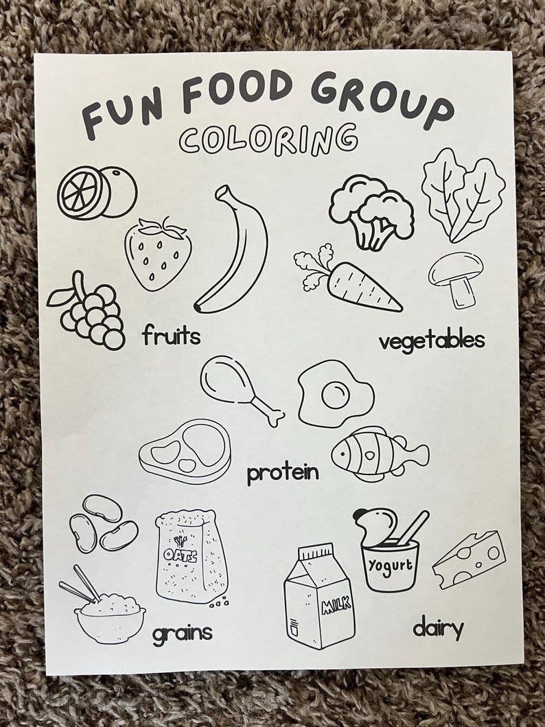 Food Group Coloring Sheet - Etsy