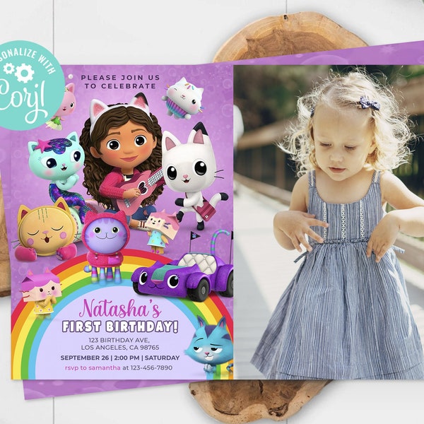 Gabby Cats Birthday Invitation - Etsy Ireland