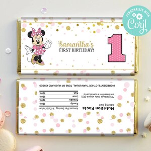 Minnie Mouse First Birthday Chocolate Wrapper Girl Minnie 1st - Etsy
