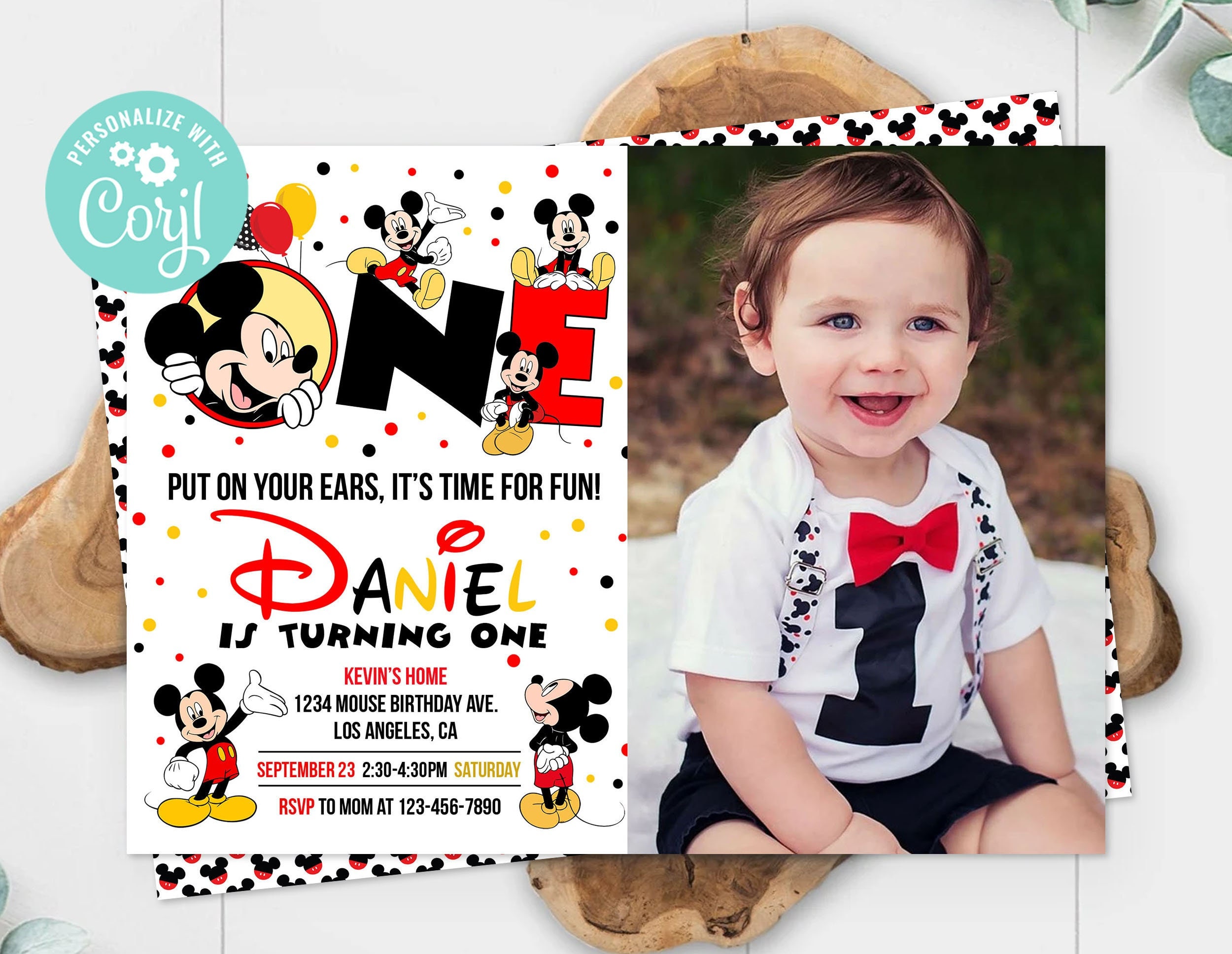 Mickey Mouse First Birthday Invitations