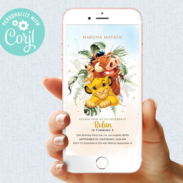 Lion King Birthday Phone Invitation - Etsy