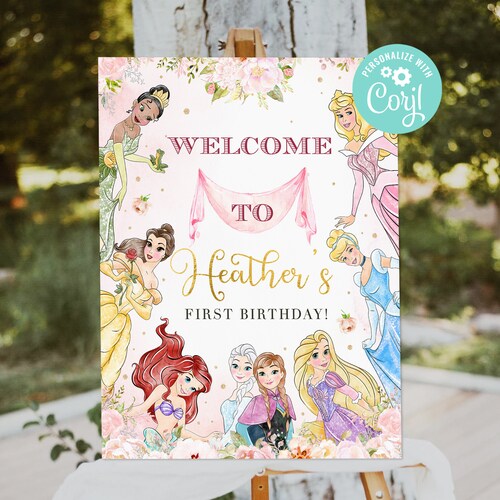 Princess Welcome Sign Princess Birthday Sign Printable - Etsy