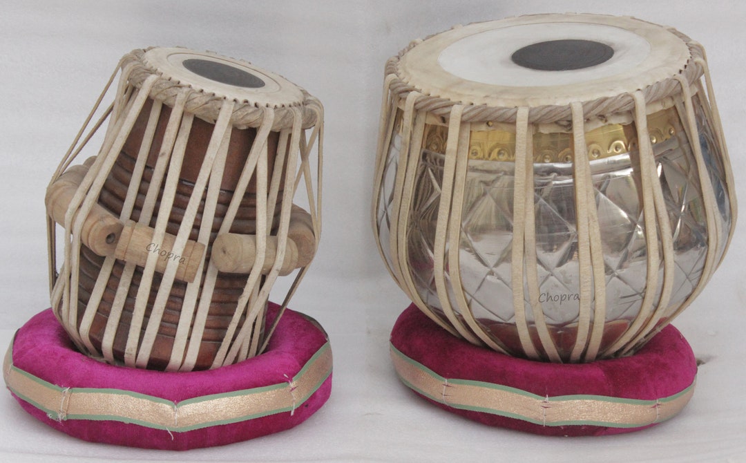 Designer Tabla Set Nickel Plated Brass Bayan Handmade Dayan+ Hammer+ ...