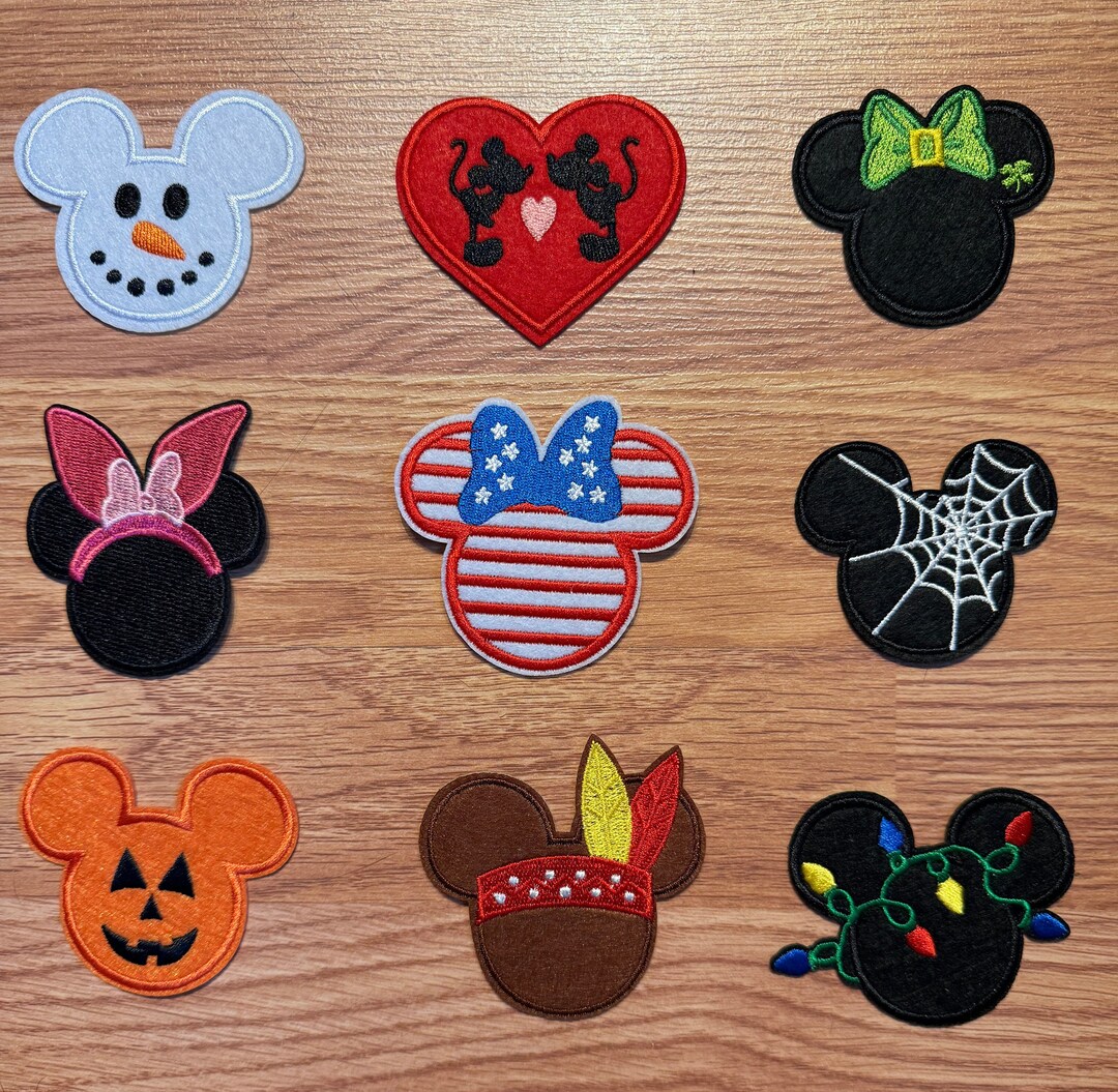 Patches, Disney Appliques, Mickey Head Patches, Disney, Holiday Disney ...