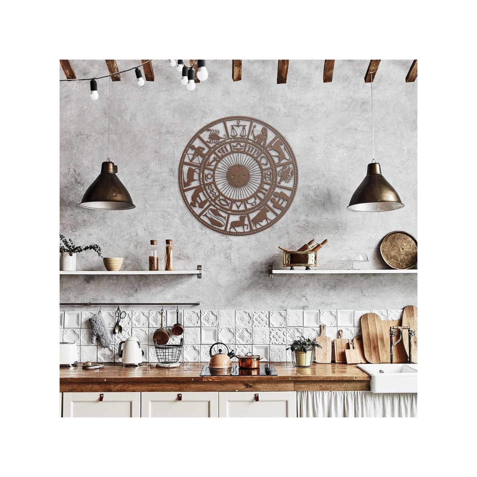 Zodiac Calendar Metal Wall Art, Metal Wall Art Zodiac Signs, Zodiac ...