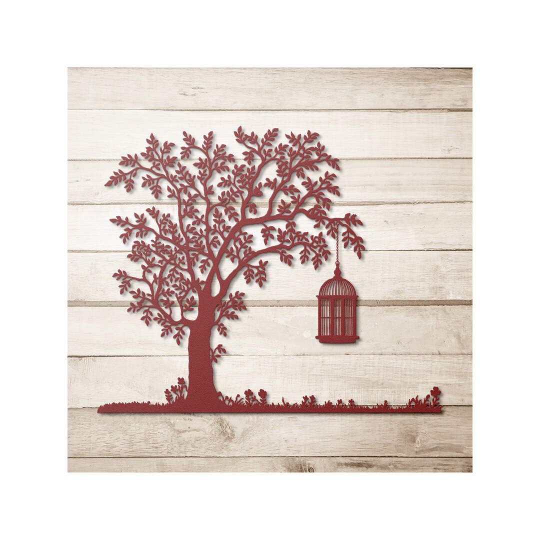 Metal Tree Wall Decor - Wall Art, Metal Tree Silhouette, Living Room ...
