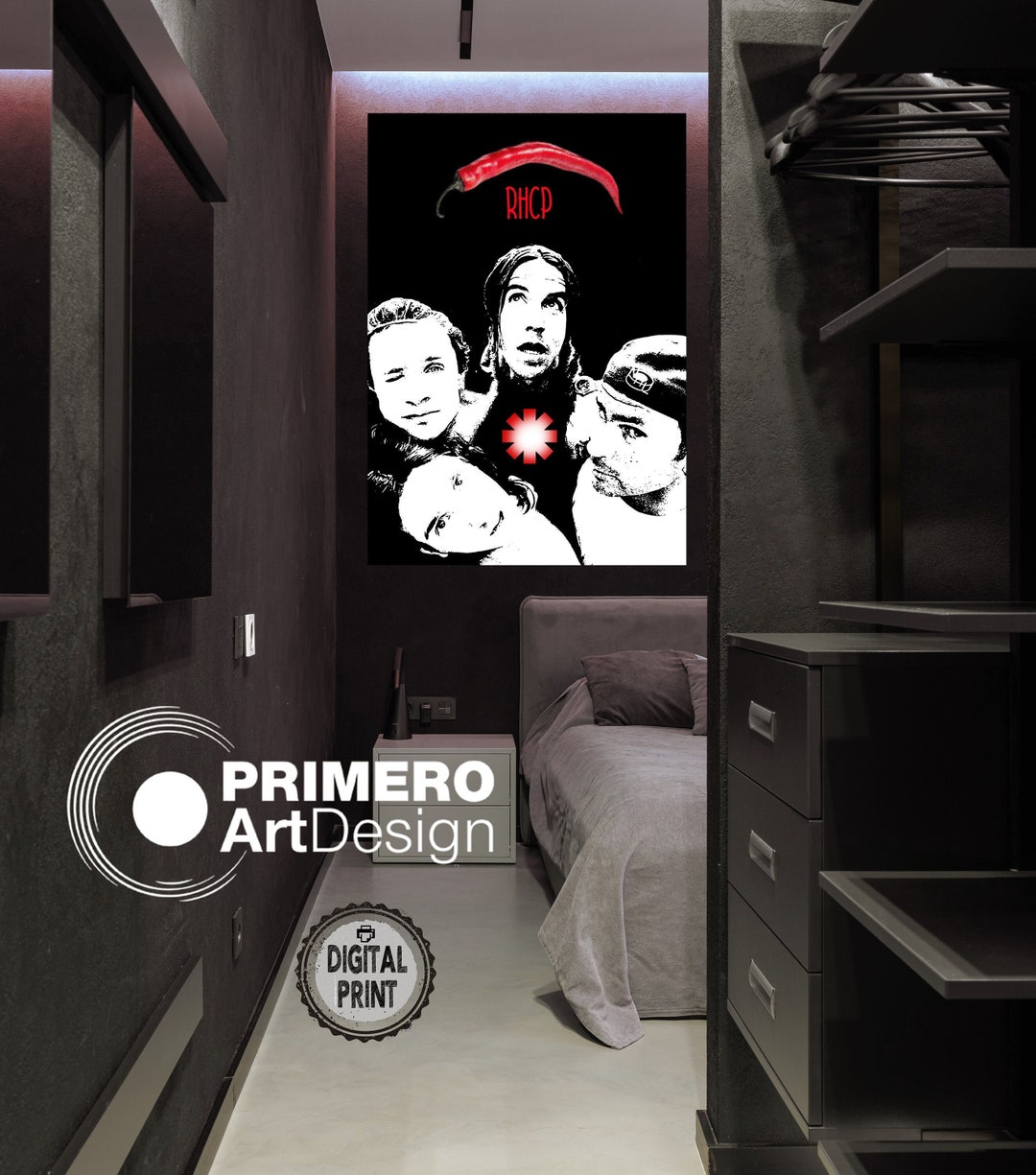 RHCP Digital Poster, Red Hot Chili Peppers Printable Wall Art, Music ...