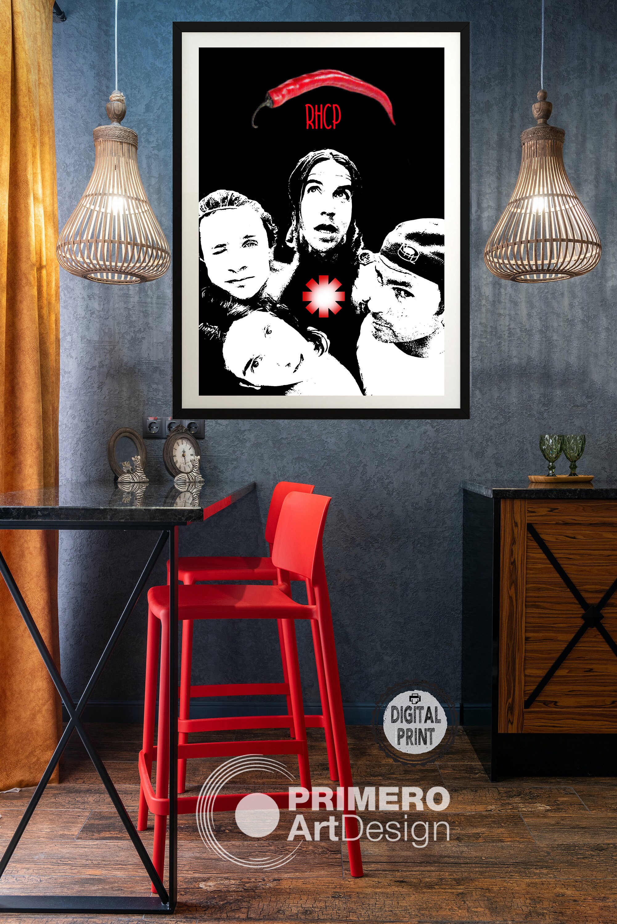 RHCP Digital Poster, Red Hot Chili Peppers Printable Wall Art, Music ...