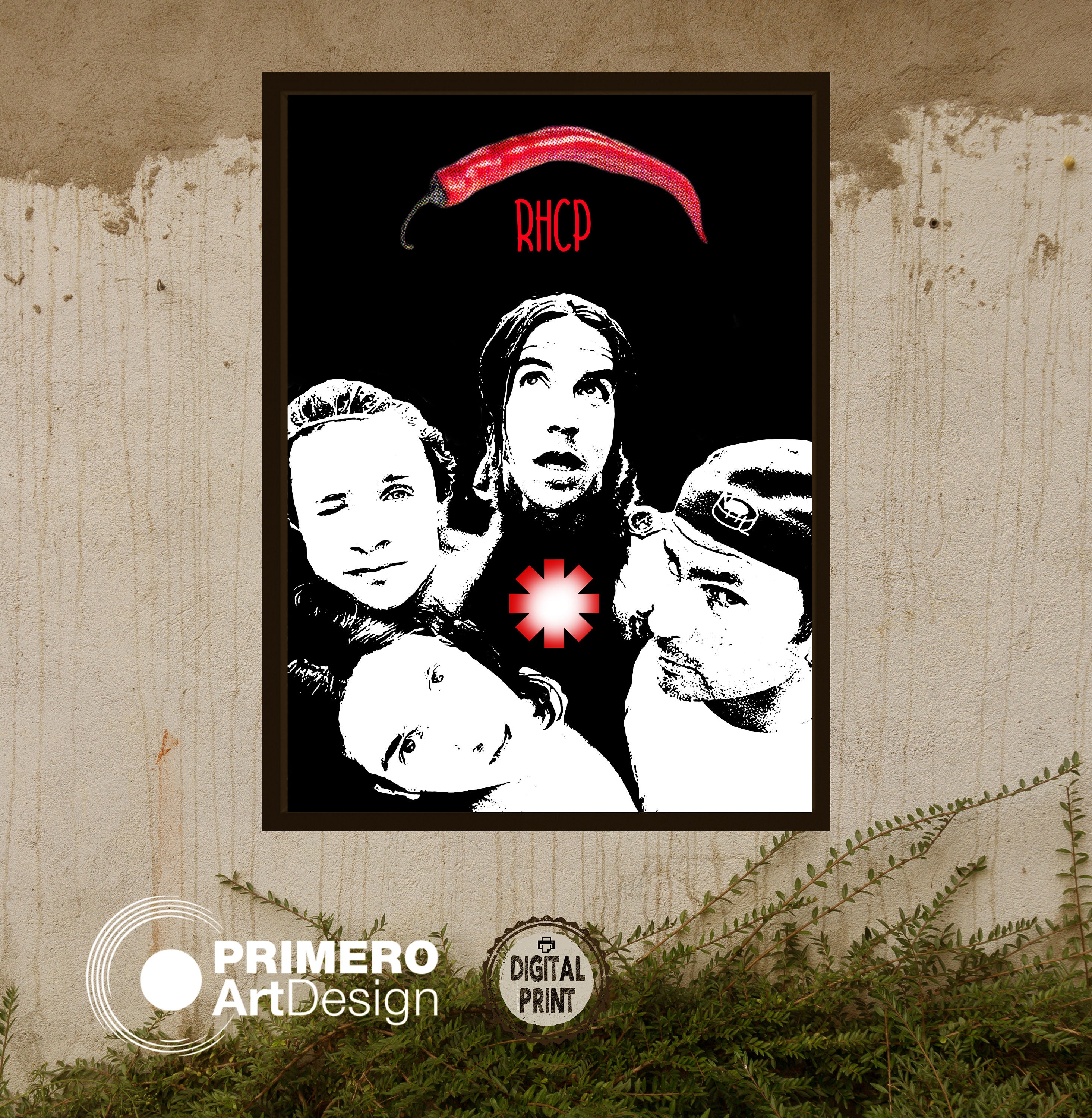RHCP Digital Poster, Red Hot Chili Peppers Printable Wall Art, Music ...