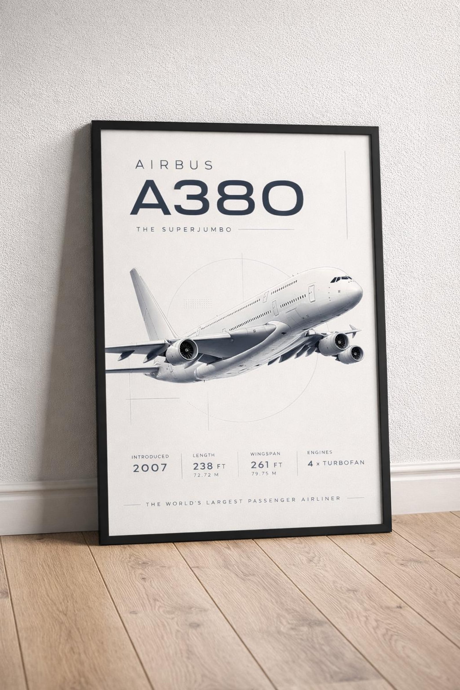 Airbus A380 Superjumbo Poster, Aviation Technical Print (digital ...