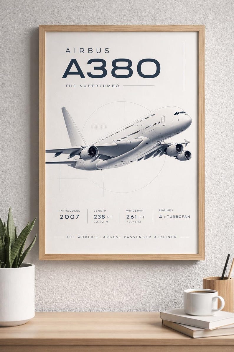 Airbus A380 Superjumbo Poster, Aviation Technical Print (digital ...