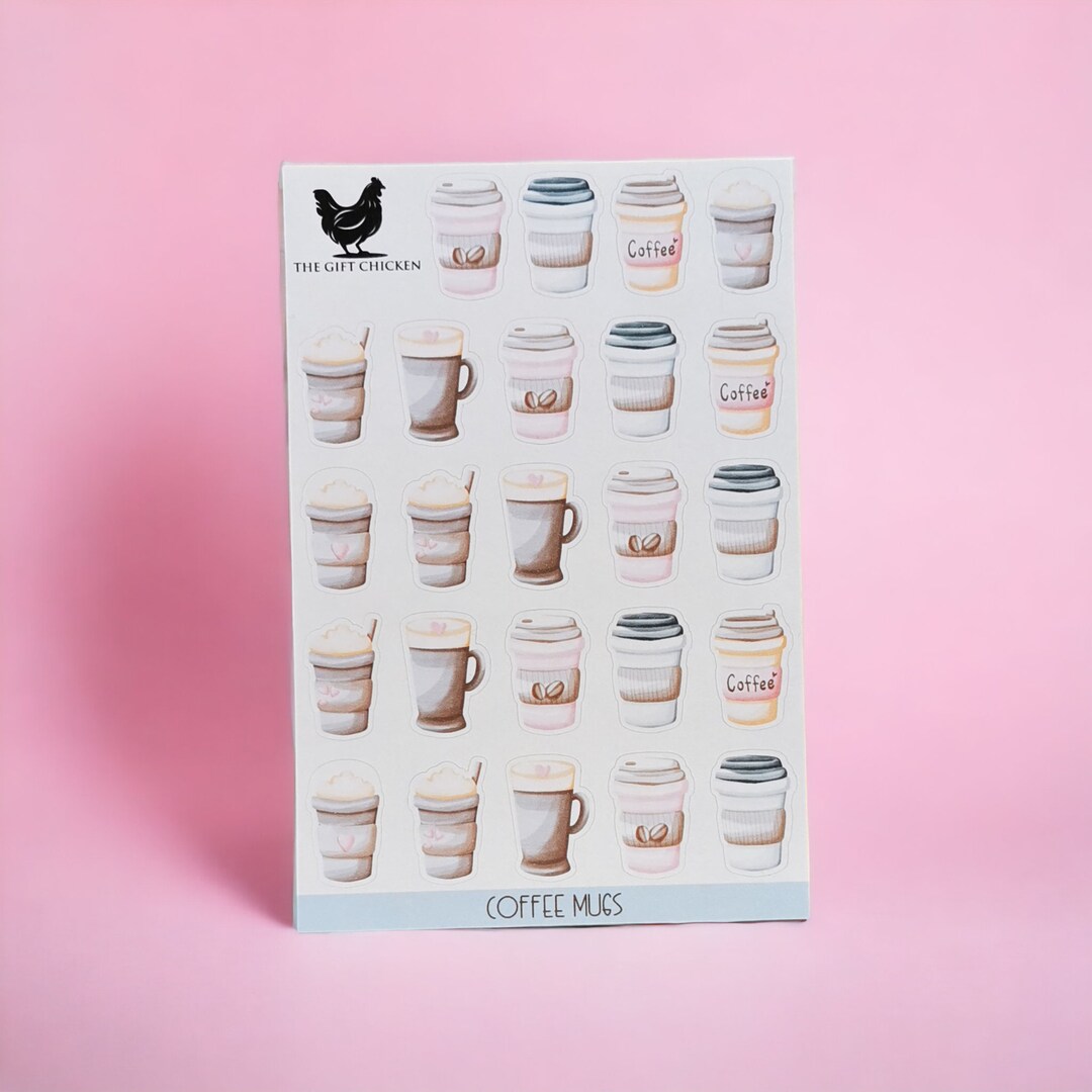 Coffee Mug Stickers, Coffee Cup Stickers, A6 Sticker Sheets, Printed ...
