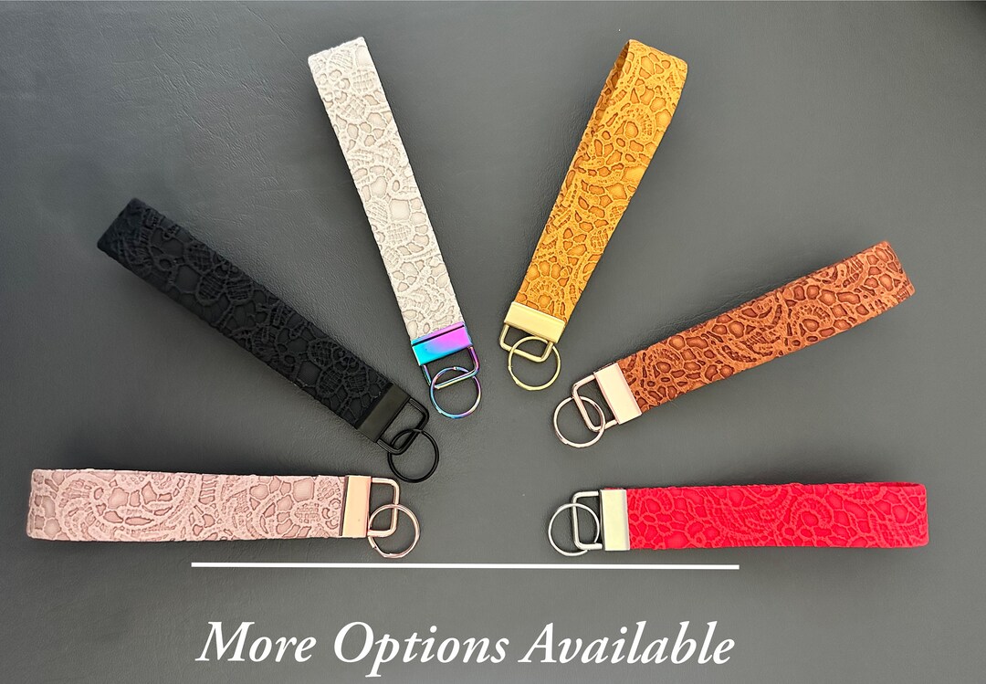 Faux Leather Lace Embrossed Keyrings, Keychain, Anniversary Gift for ...