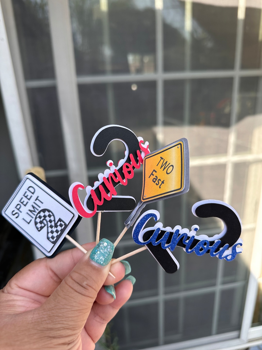 Two Fast 2 Curious, 2 Fast Two Curious Cupcake Topper, Car Cupcake ...