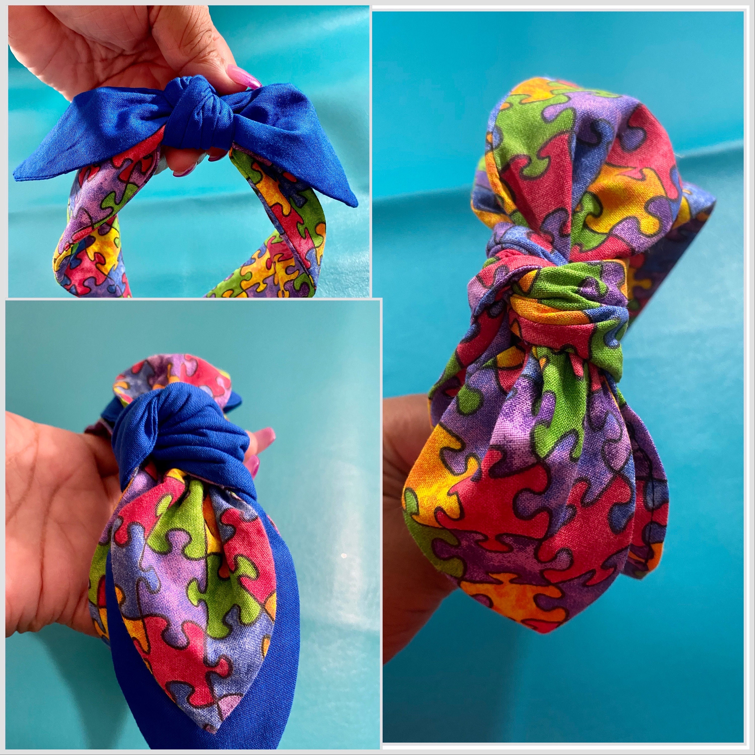 Autism Awareness Topknot Headband: Puzzle Piece Bow Turban - Etsy