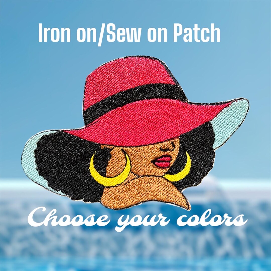 Lady in Red Hat Embroidery Patch: Iron on or Sew-on - Etsy