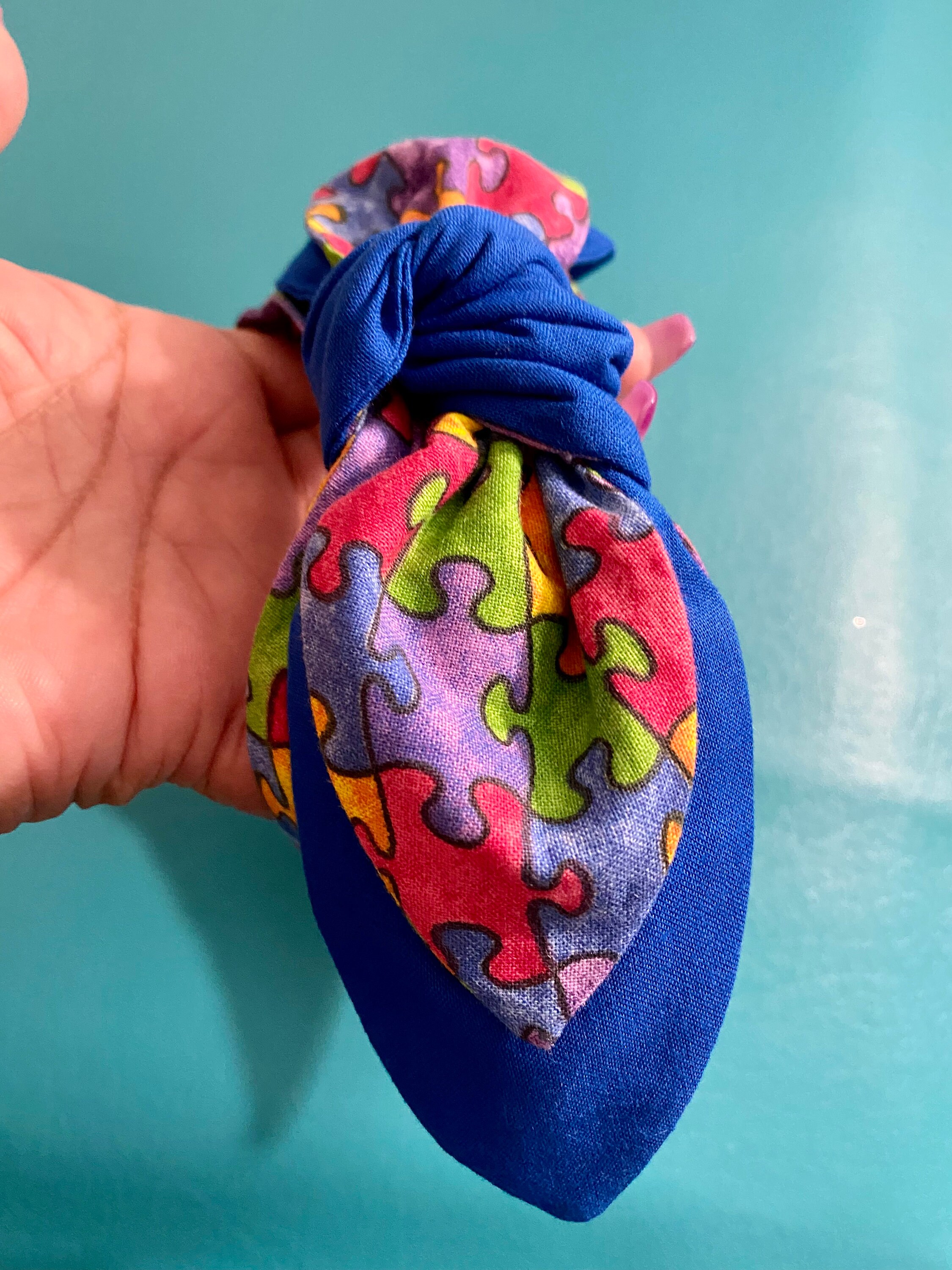 Autism Awareness Topknot Headband: Puzzle Piece Bow Turban - Etsy