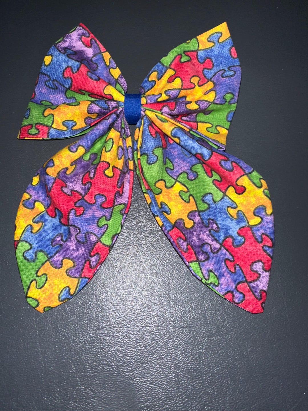 Autism Awareness, Puzzle Piece Poney Tail Bow, Autism Mom, Elastic ...