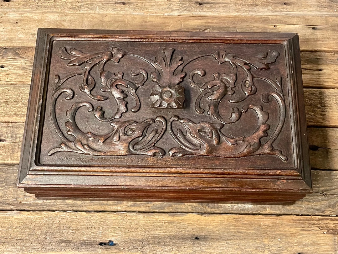 Antique Ornate French Rococo Wood Carved Trinket Box Two Fish - Etsy