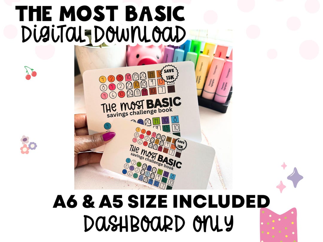 The Most Basic Challenge Book Dashboard, Printable, A6 and A5 Size ...