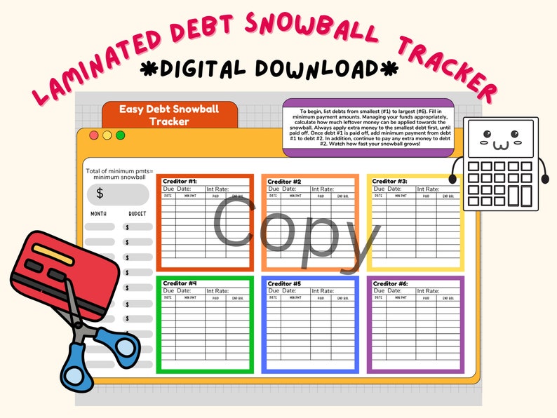 Digital Download of Easy Debt Snowball Tracker - Etsy