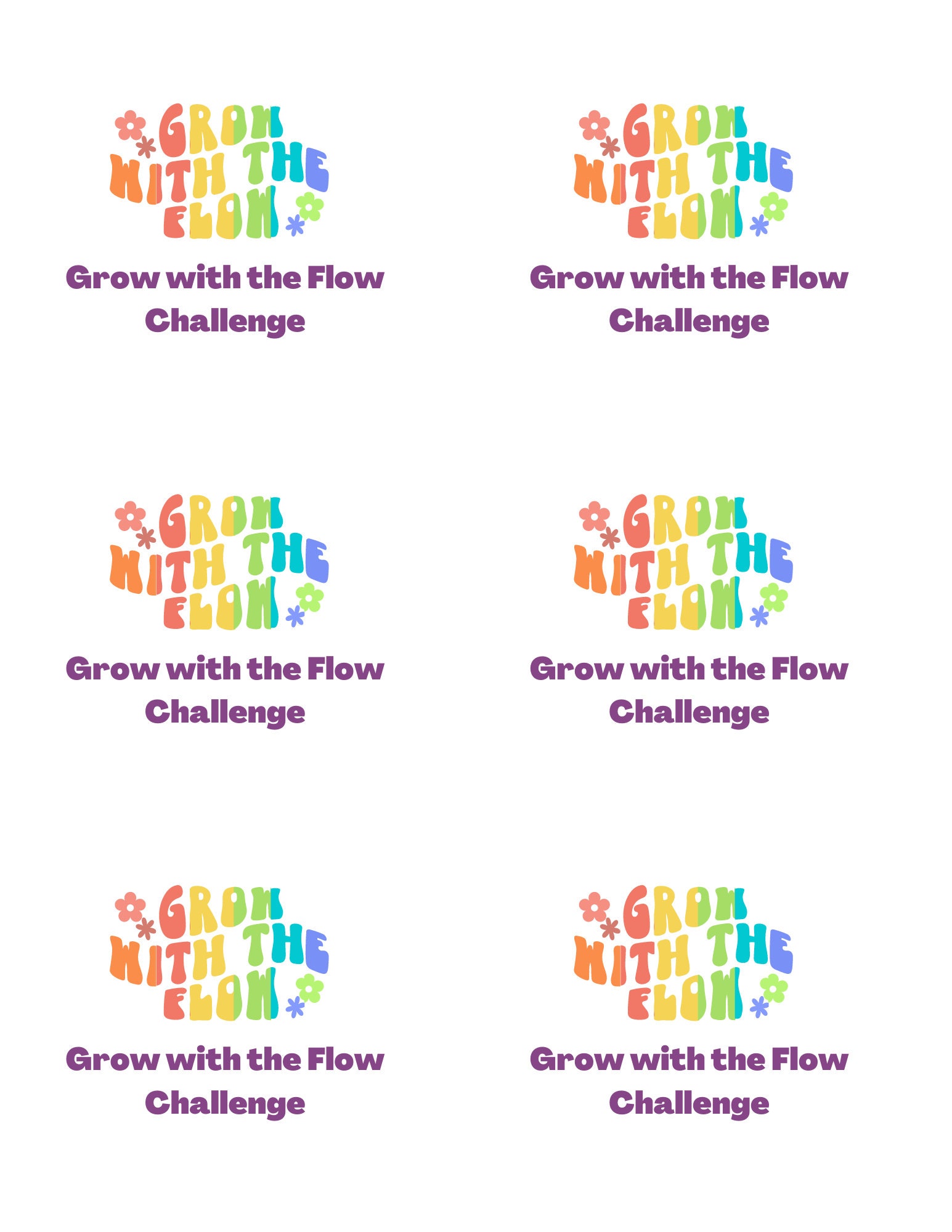 Grow With the Flow Challenge Inserts, Printable, US Letter, Instant ...