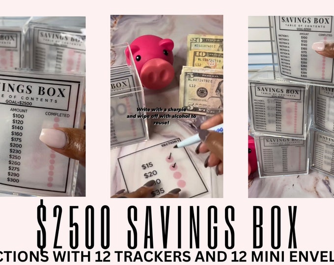 SAVINGS BOX for Saving Challenge L 12 Month Savings Challenge L Money ...