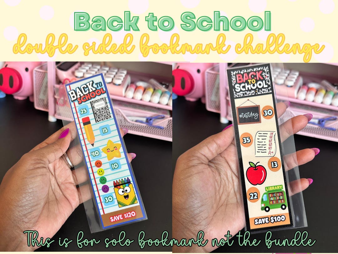 Back to School Double Sided Bookmark Savings Challenge, A6, Personal ...