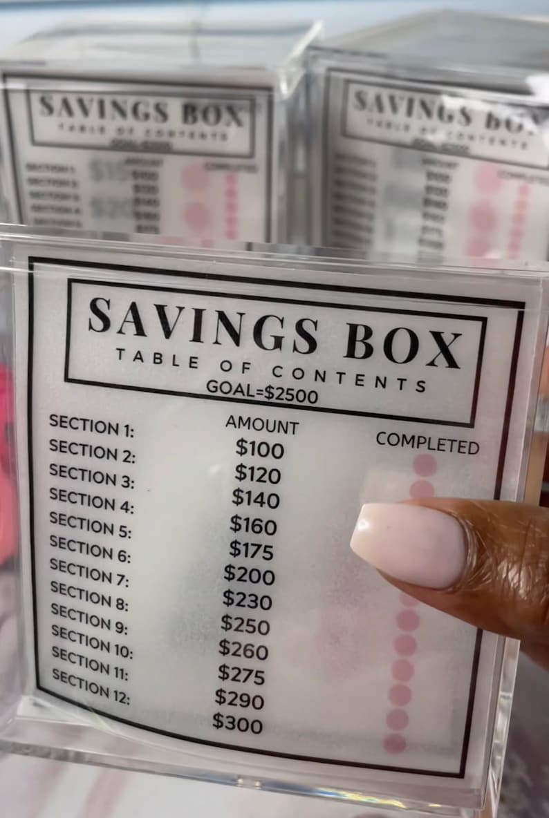 Digital Download for PDF of SAVINGS BOX Saving Challenge - Etsy